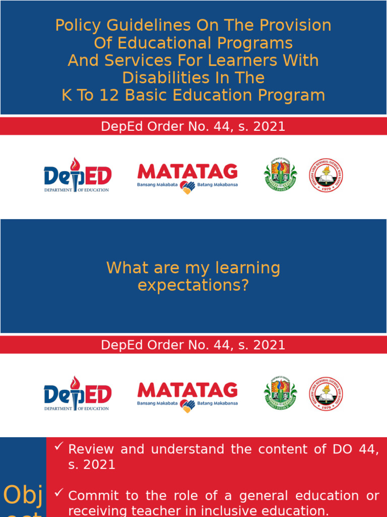 DepEd Order No. 44: Inclusive Education Guidelines | PDF ...