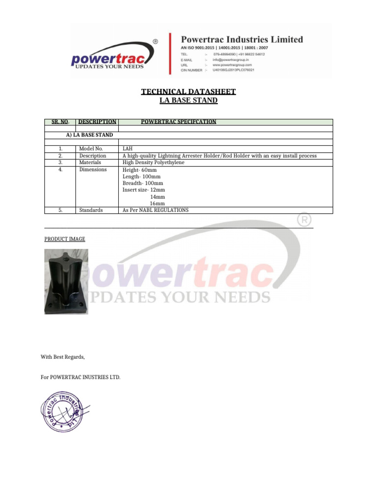 LA BASE STAND. Technical Datasheet.1 | PDF