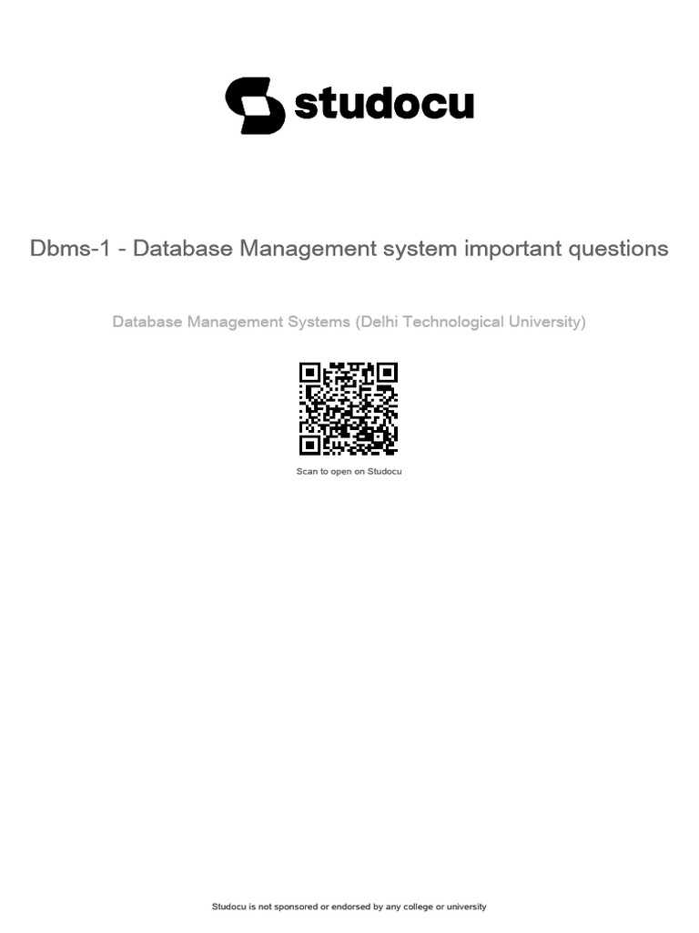 Dbms-1 - Database Management System Important Questions Dbms-1 - Database Management System ...
