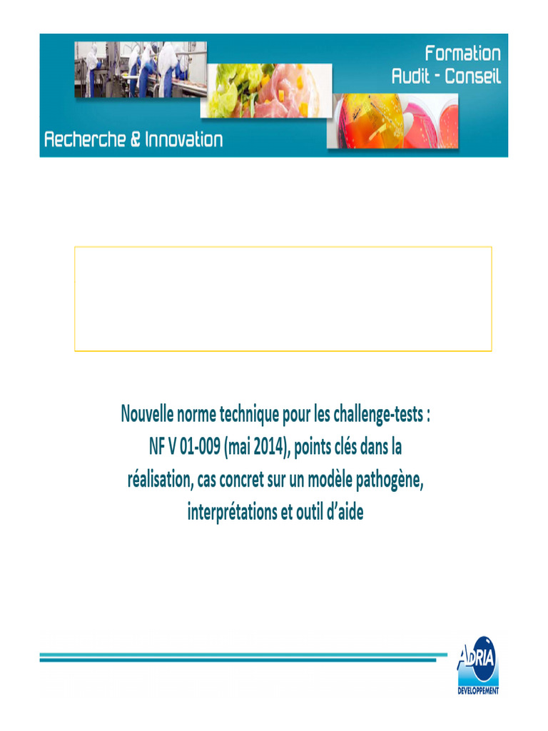 Norme NF V01-009 : Challenge-tests microbiologiques | PDF ...