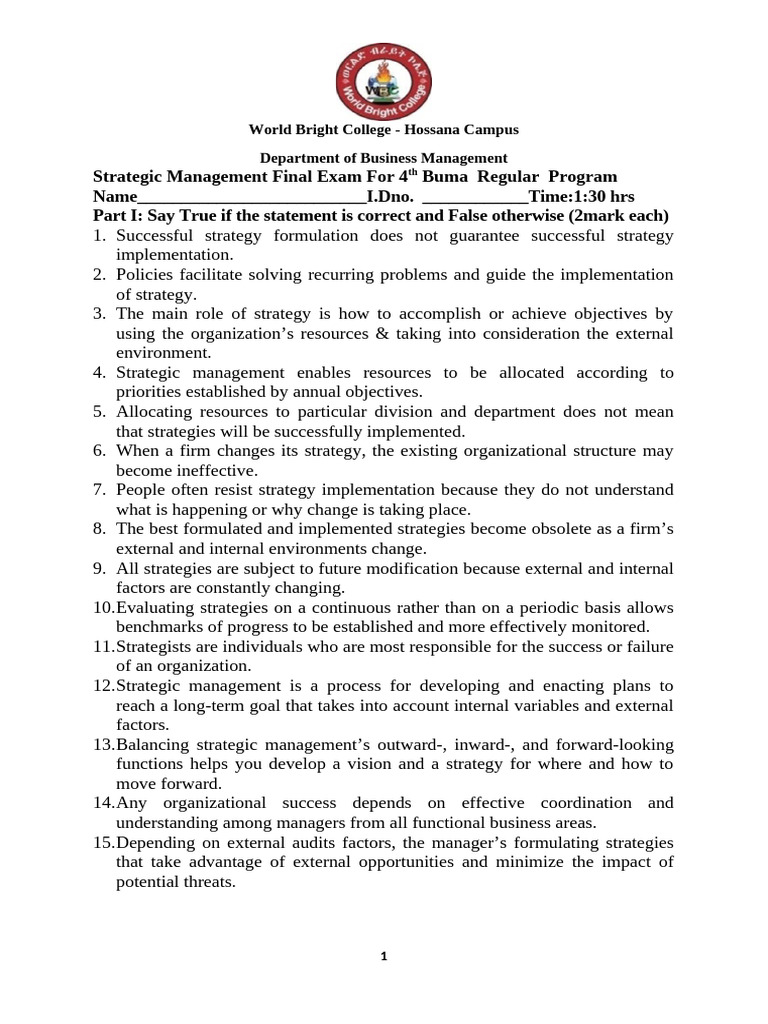 SM Final | PDF | Strategic Management | Policy