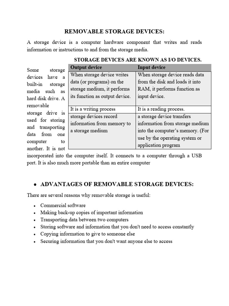 Removable Storage Devices | PDF | Compact Disc | Computer Data Storage
