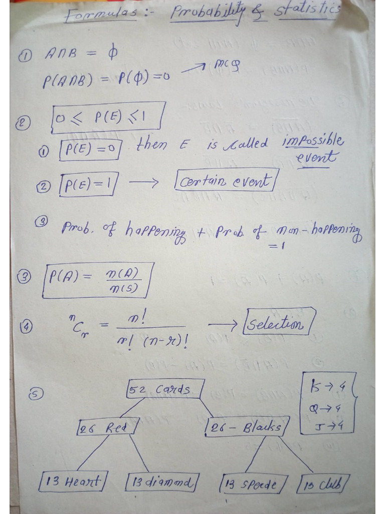 Probability & Statistics Notes | PDF