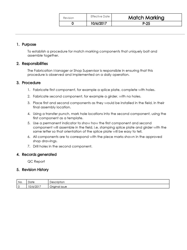 Match Marking PSF Documented Procedure | PDF