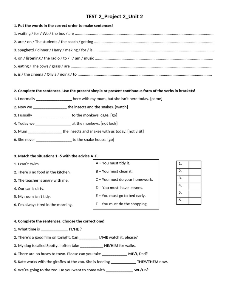 Project 2_Test Unit 2 | PDF | Zoo