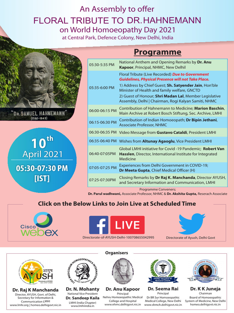 10 April WHD2021 Floral Tribute To Dr. Hahnemann 2 | PDF | Medicine ...