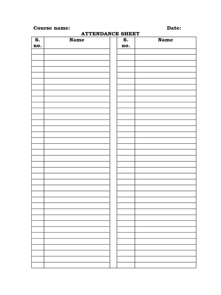 Attendance Sheet | PDF
