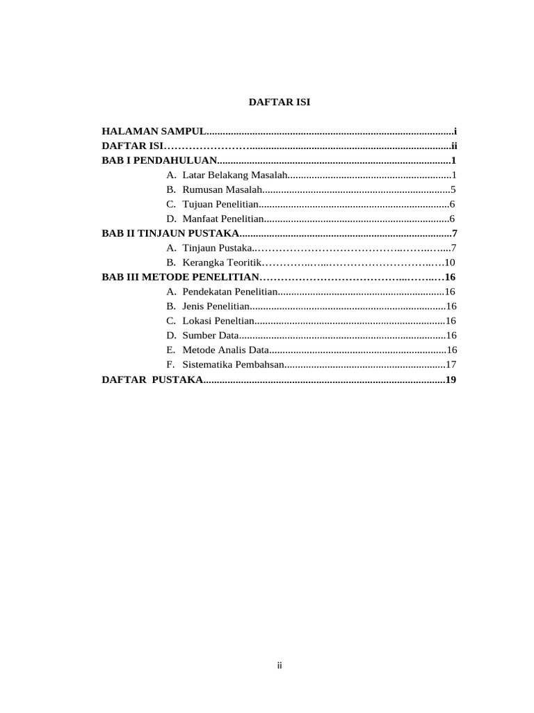Daftar Isi Proposal Ulfa | PDF