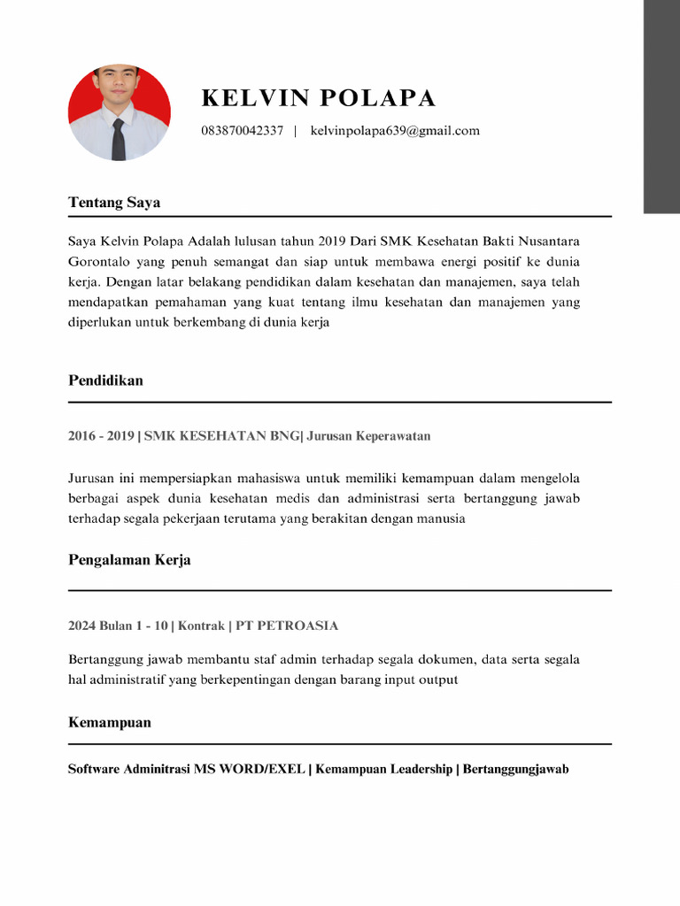 CV KELVIN POLAPA | PDF