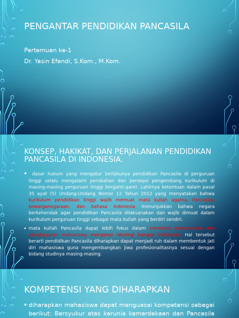 Dr Yasin Efendi m Kom 03102024050727 01 Pengantar Pendidikan Pancasila Pert 1 by Muh Yasin ...
