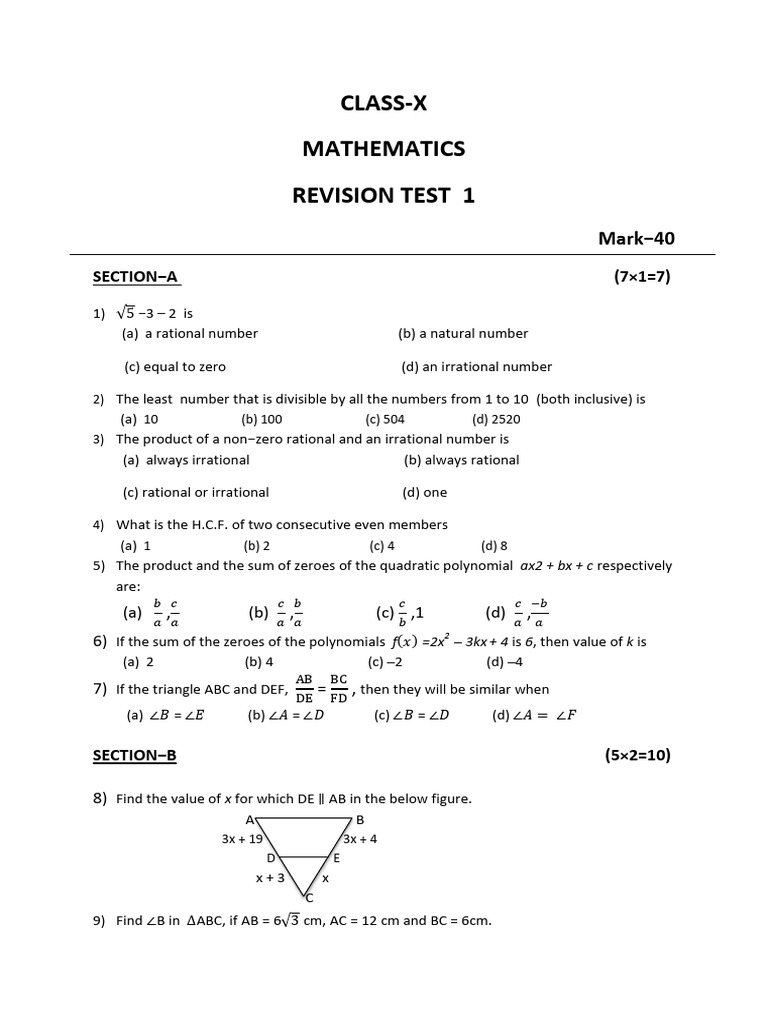 rev test 1- | PDF | Numbers | Quadratic Equation