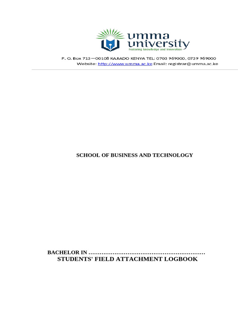 Student Field Attachment Logbook | PDF