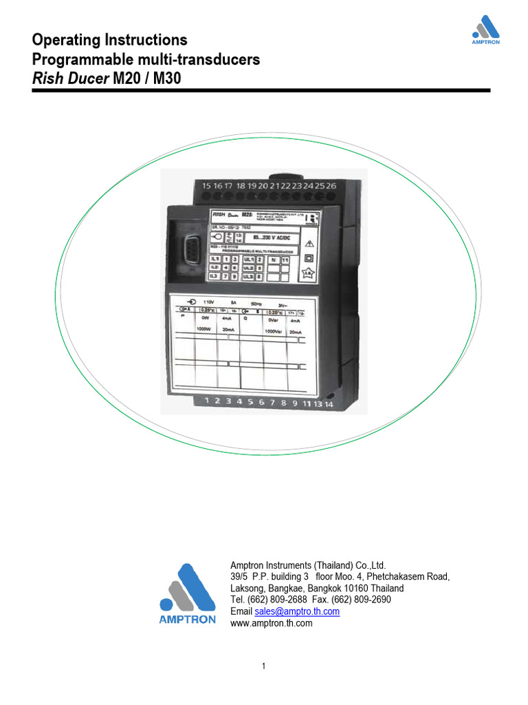 Rish Ducer M20/M30 Transducer Guide | PDF | Power Supply | Electrical ...