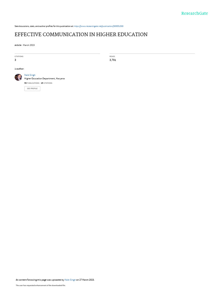 Effective Communication in Higher Education | PDF | Communication ...