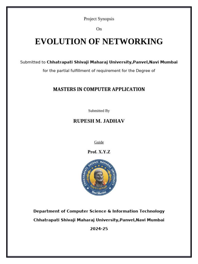 EVOLUTION OF NETWORKIN SYNOPSIS FORMAT | PDF | Computer Network ...