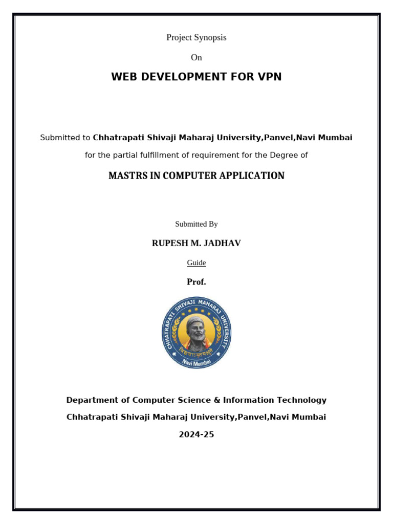 Synopsis VPN Development | PDF | Virtual Private Network | Usability