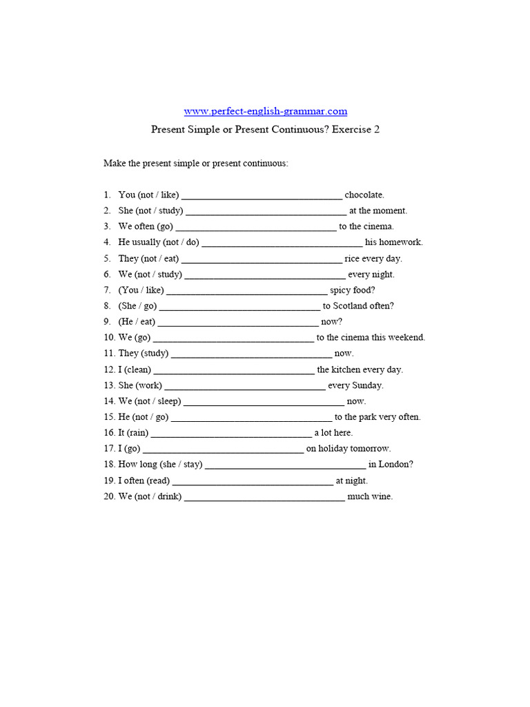 Present Simple or Present Continuous 2 | PDF