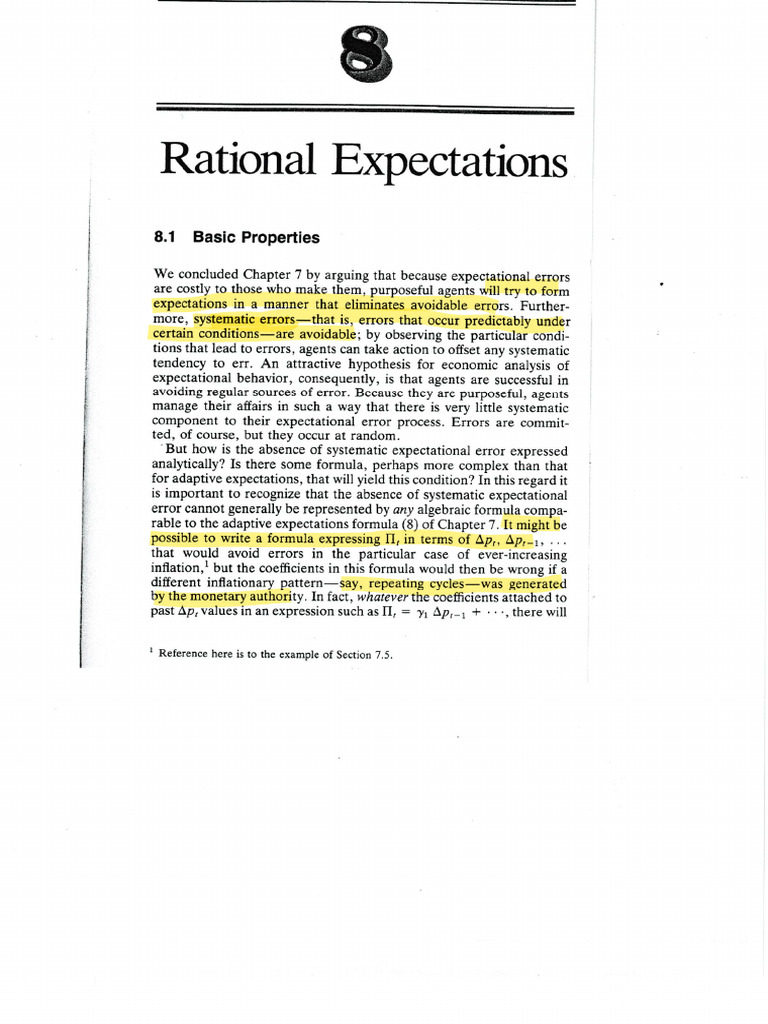 Rational Expectations - Chap 8 | PDF