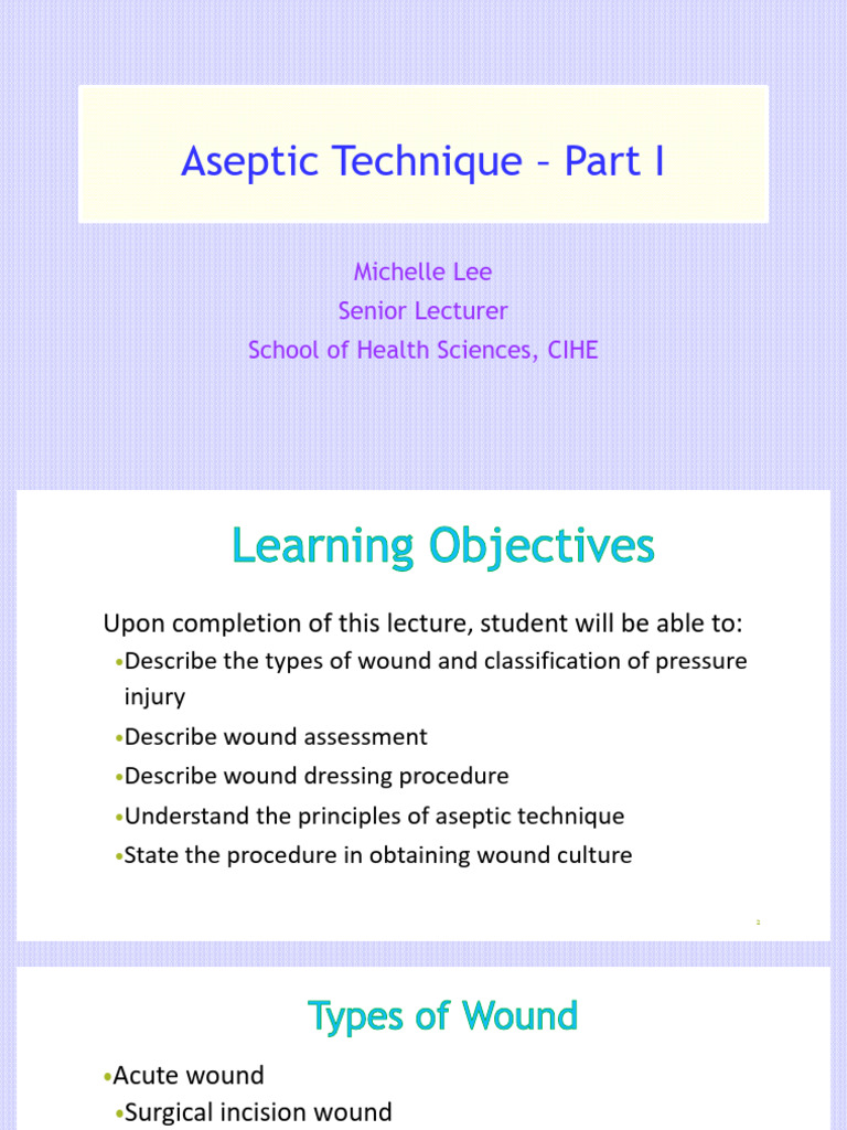 Aseptic Technique - Part I - Student Version | PDF | Wound | Wound Healing