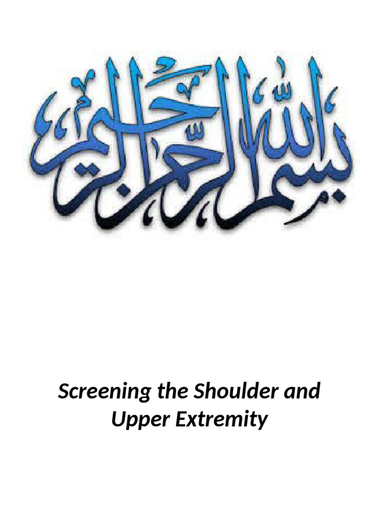 Screening of Shoulder and Upper Extremity | PDF | Thorax | Medical ...
