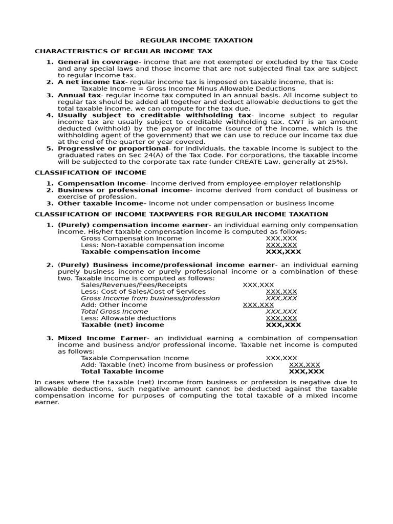 Understanding Regular Income Taxation | PDF | Income Tax | Taxes