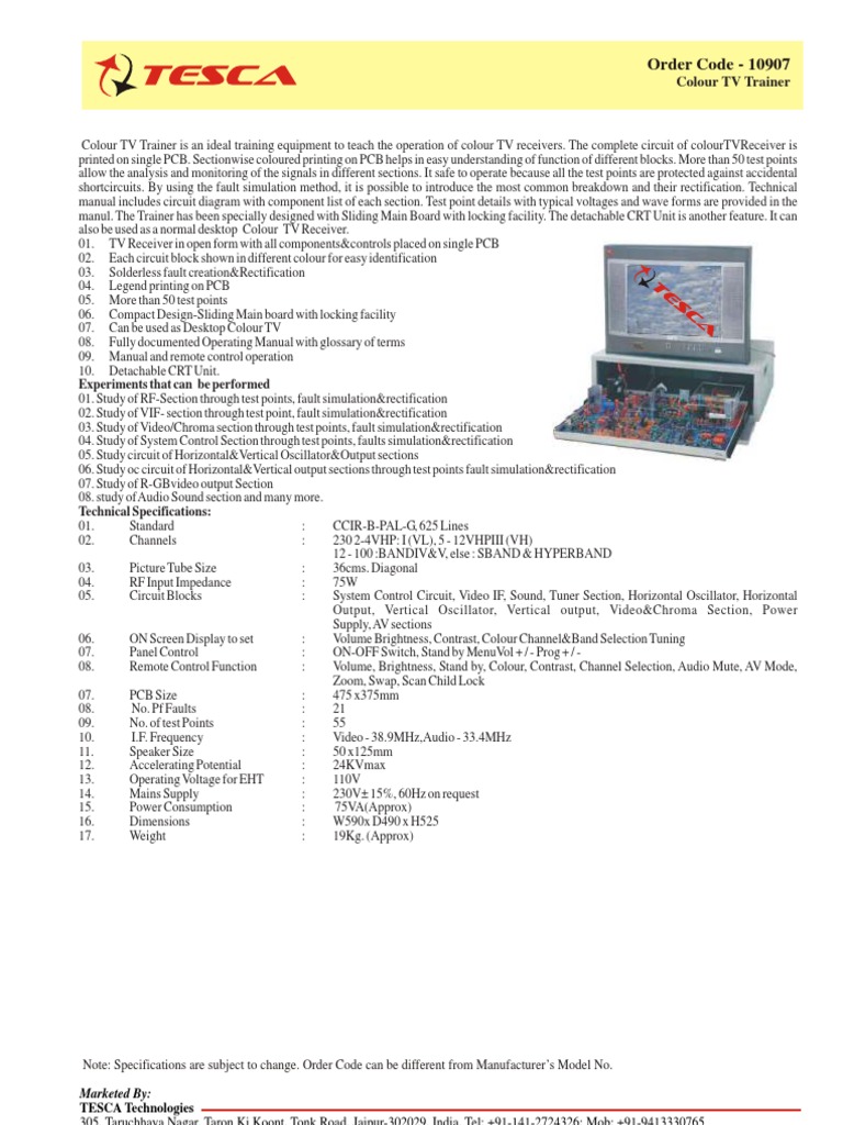 Color TV Trainer | PDF | Rectifier | Electrical Engineering