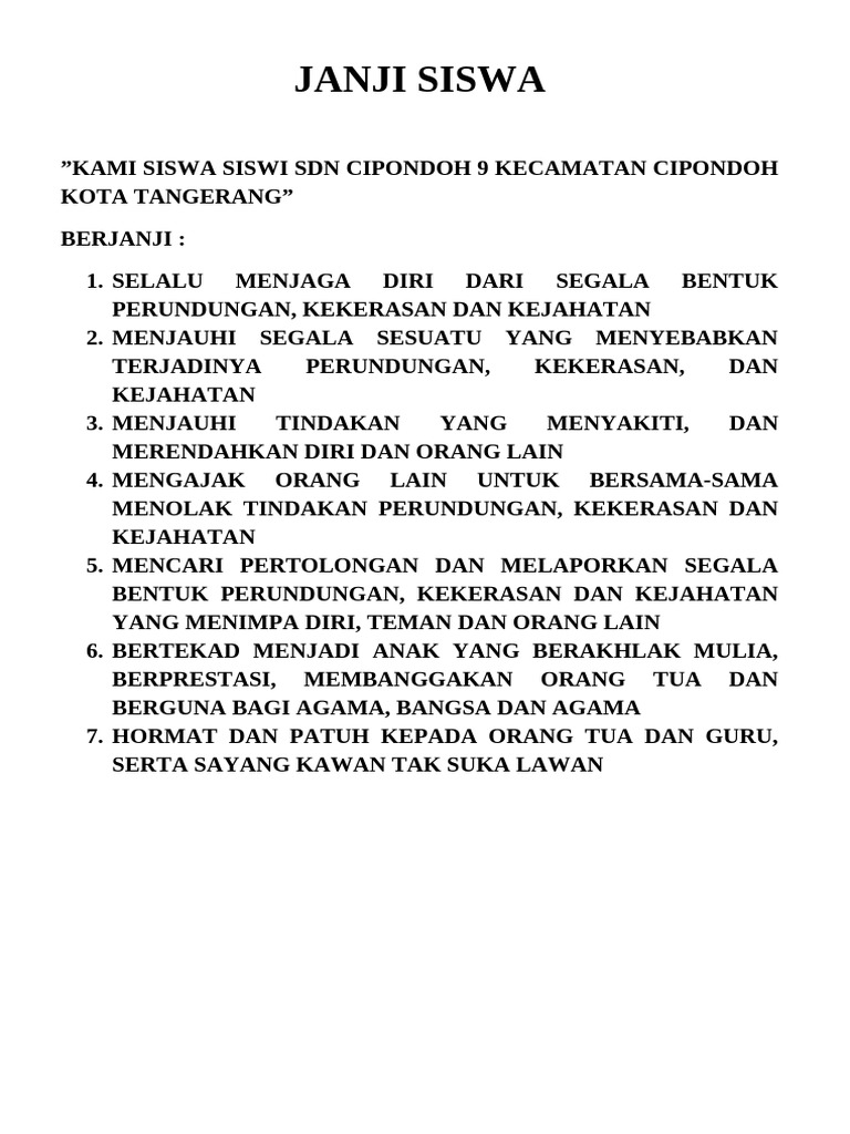 Janji Siswa | PDF