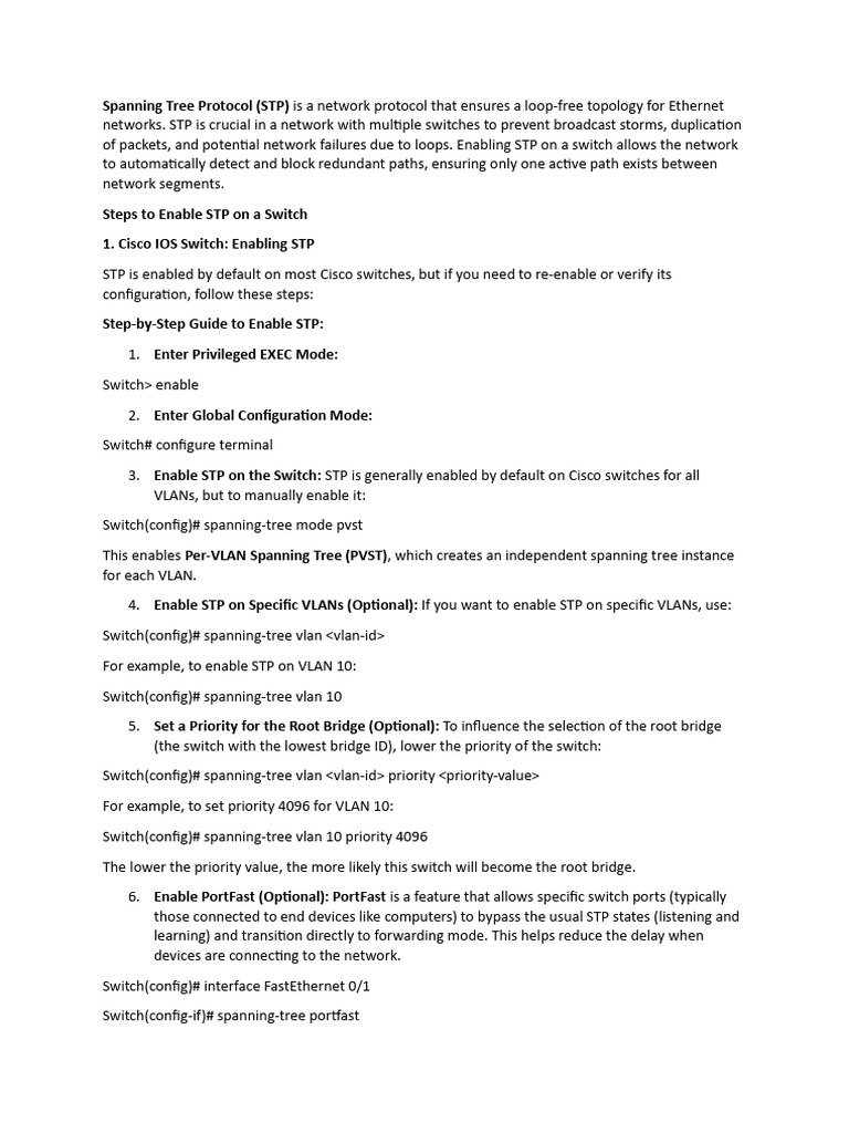 Spanning Tree Protocol & Port Based Autentication | PDF | Computer ...