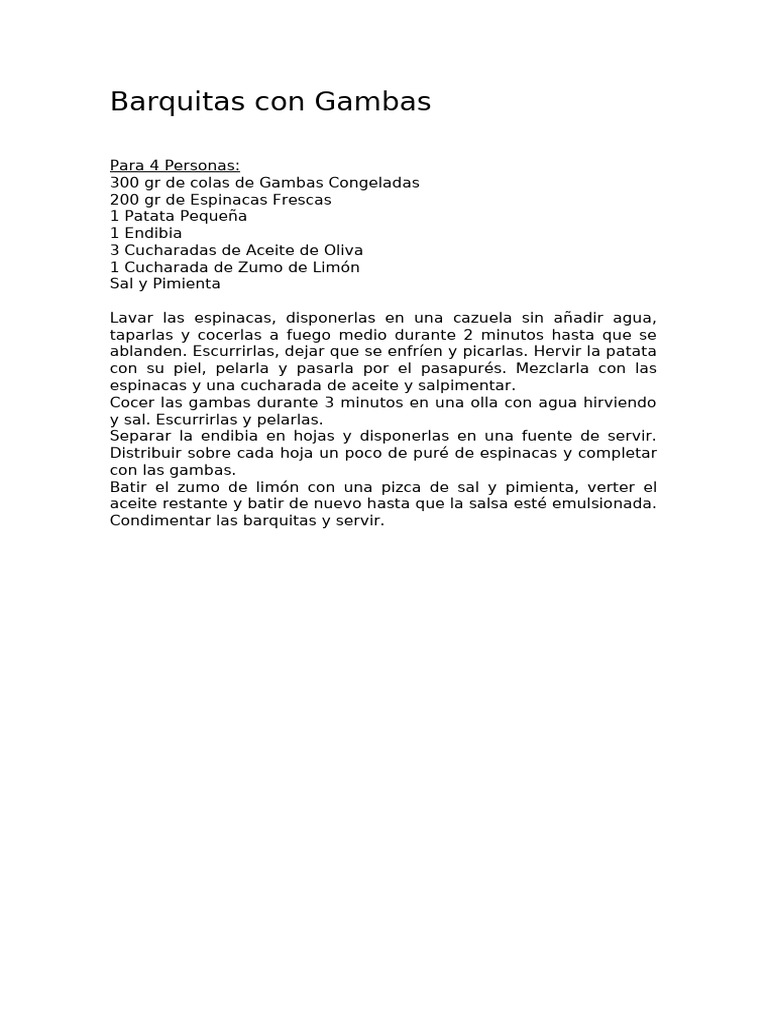 Barquitas Con Gambas | PDF