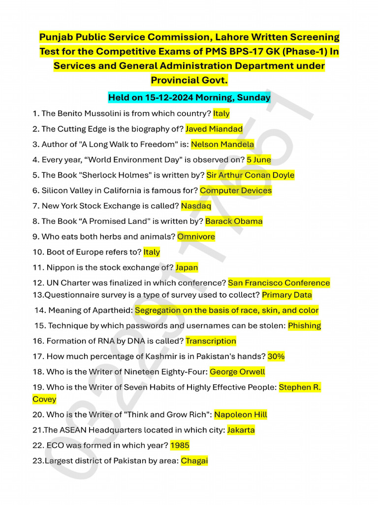 PMS Solved Paper 2024 | PDF