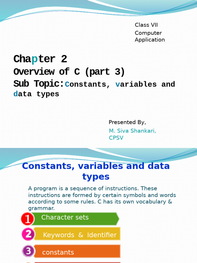 Cl 7chpt2 Overview Of C Part 3 Pdf Integer Computer Science Variable Computer Science