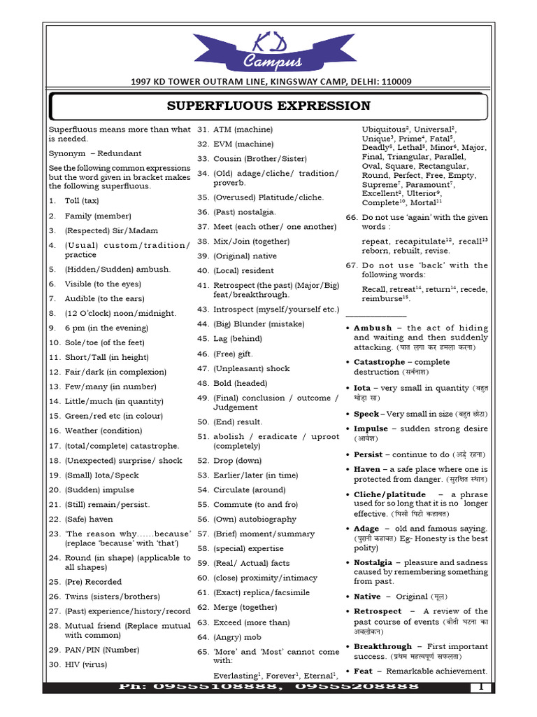 Superfluous (Class Notes Book) | PDF