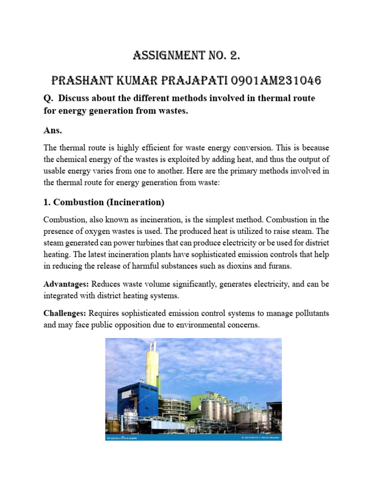 Prashant Prajapati Sip Asssignment 2 | PDF | Gasification | Waste