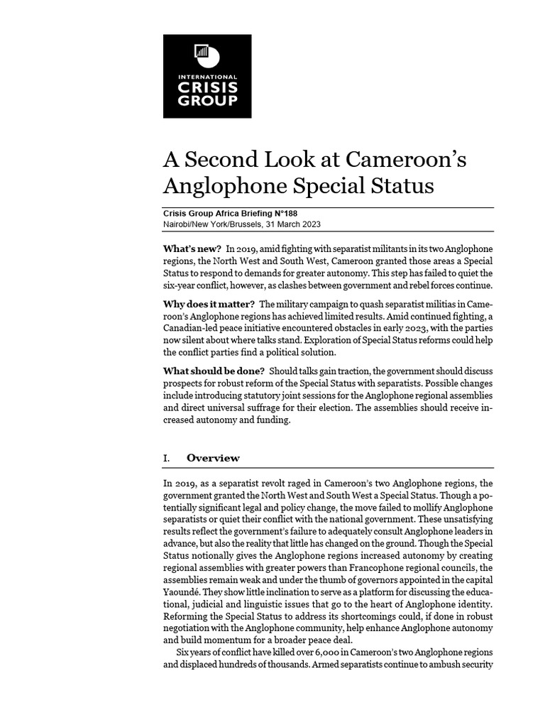 b188 Cameroon Anglophone Special Status - 1 | PDF | Cameroon ...