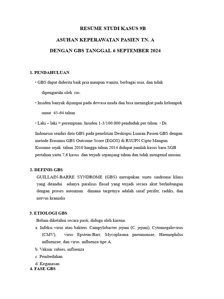 Resume September 2024 (Studi Kasus GBS) | PDF