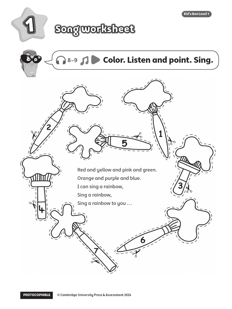KidsBox AE Level1 Unit1 Song Worksheet | PDF