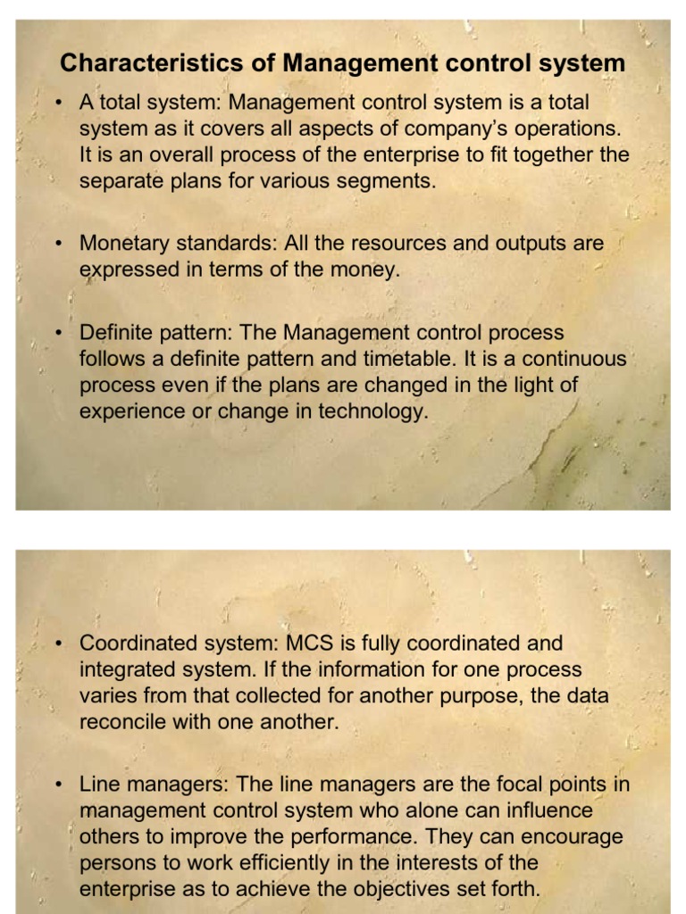 Characteristics of Management Control System | PDF
