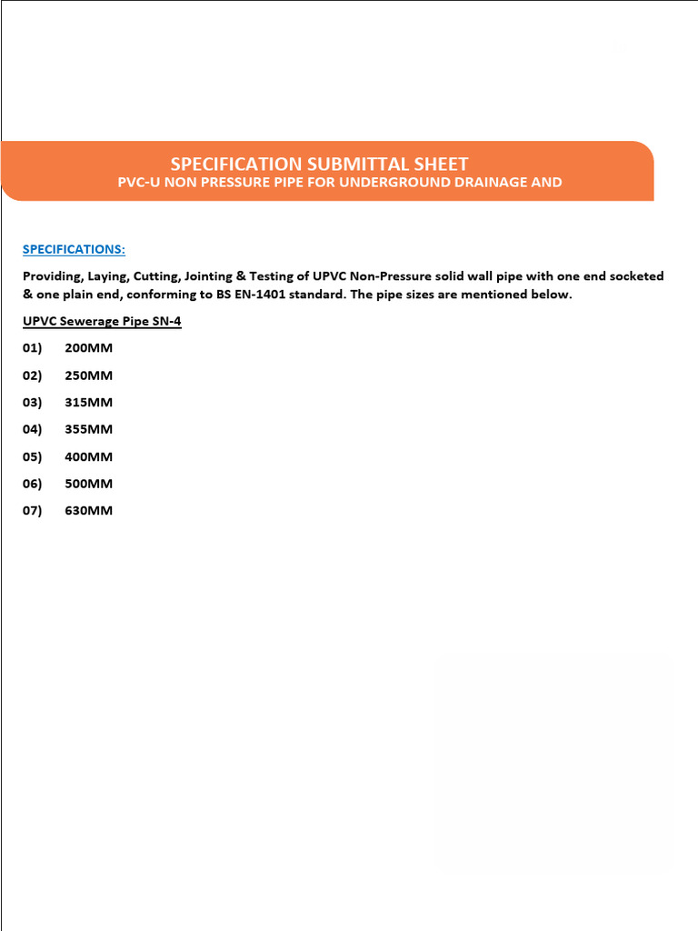 Product Specification Sheet | PDF