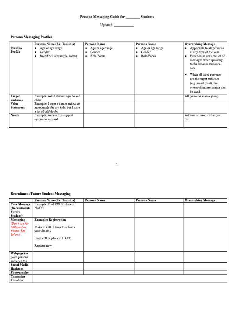 Persona Messaging Guide Template | PDF | Computing