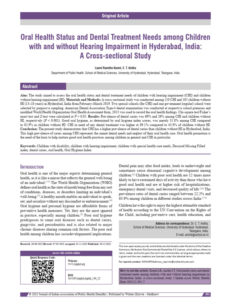 oral_health_status_and_dental_treatment_needs.22 | PDF | Medical ...