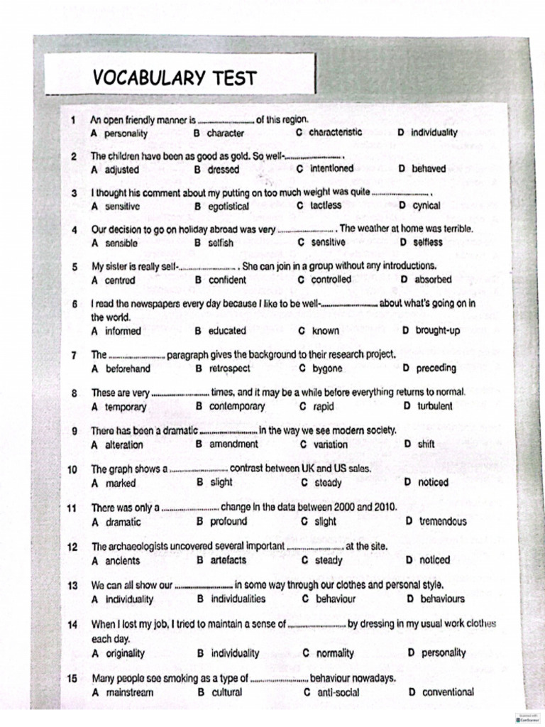 Vocab Test | PDF