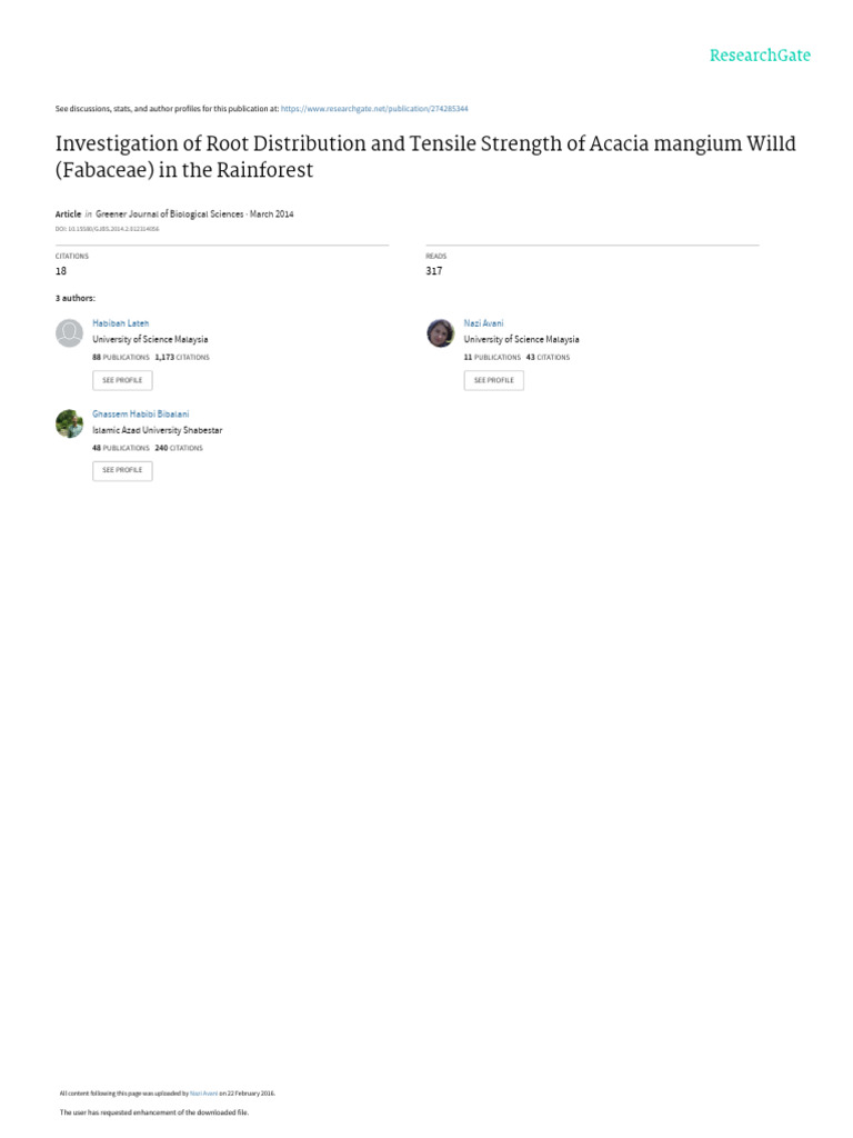 Investigation_of_Root_Distribution_and_Tensile_Str | PDF | Root | Soil