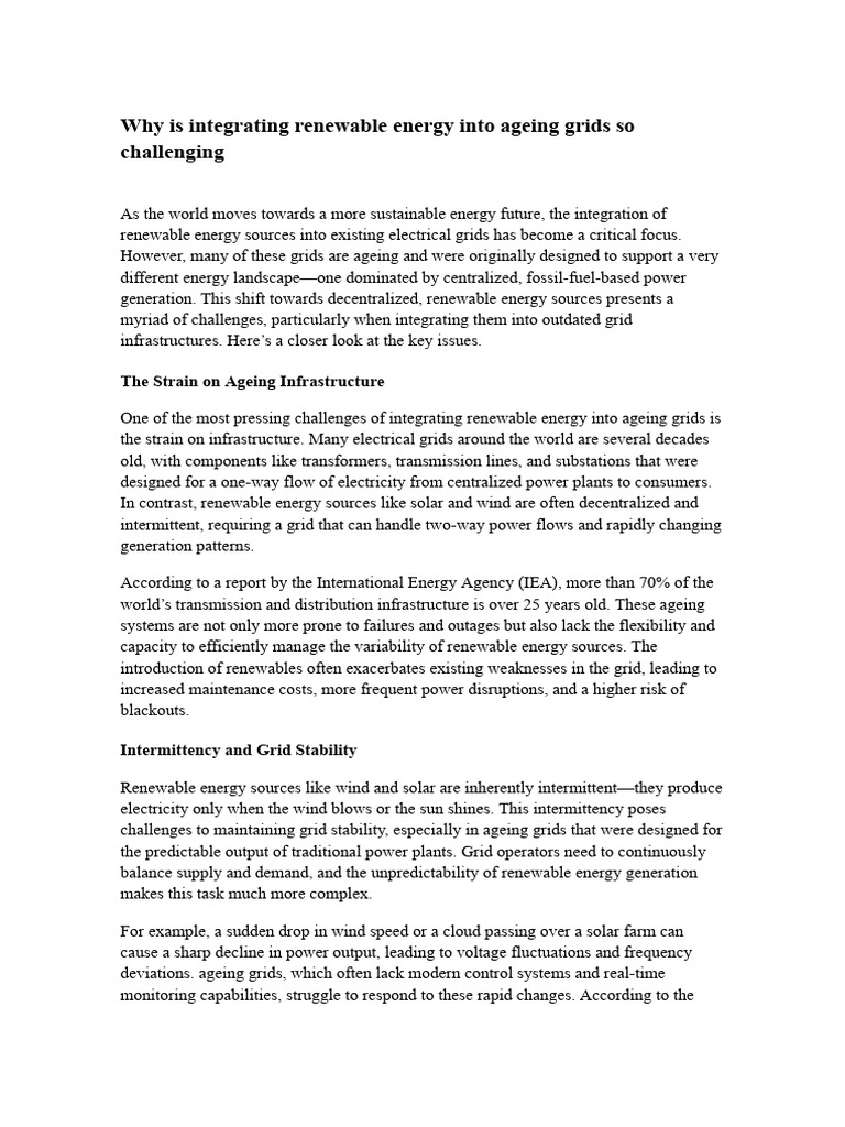 Why is integrating renewable energy into aging grids so challenging ...