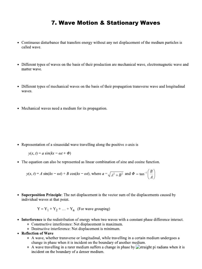 Stationary Waves & Wave Motion | PDF