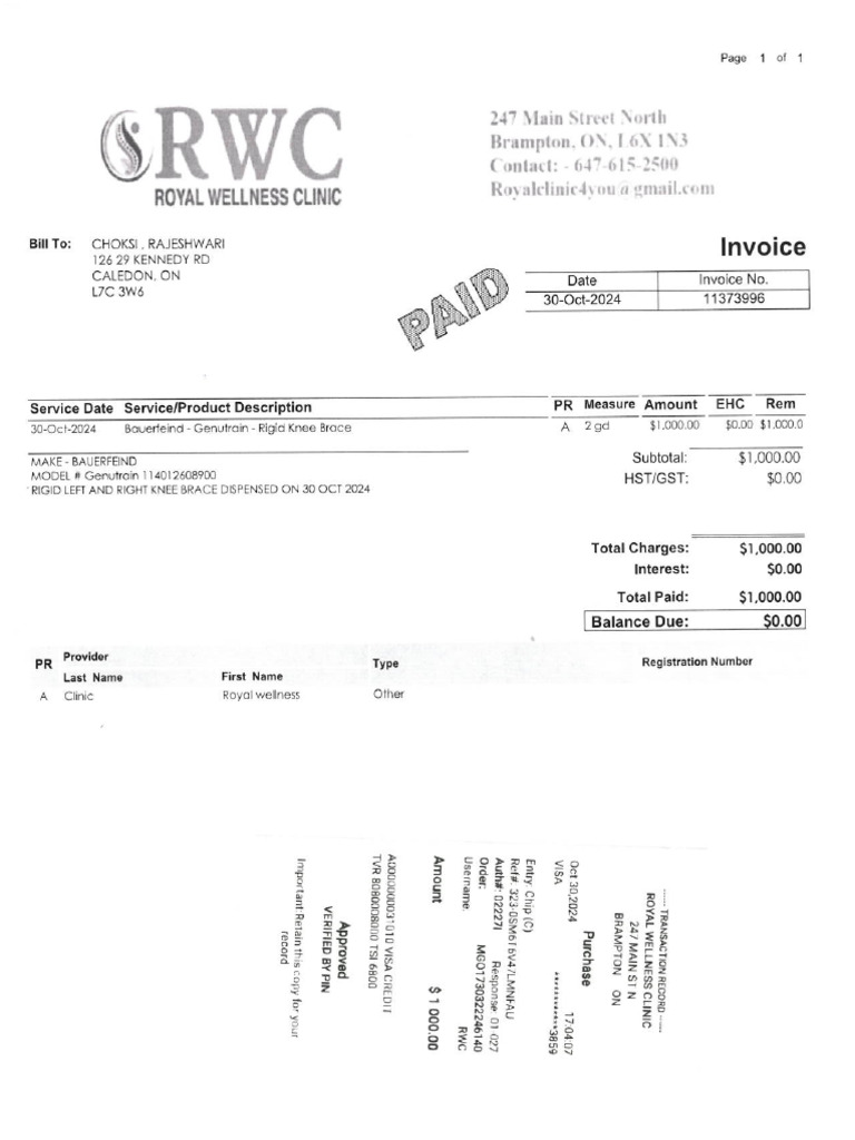 RAJESHWARI KNEE BRACE INVOICE | PDF