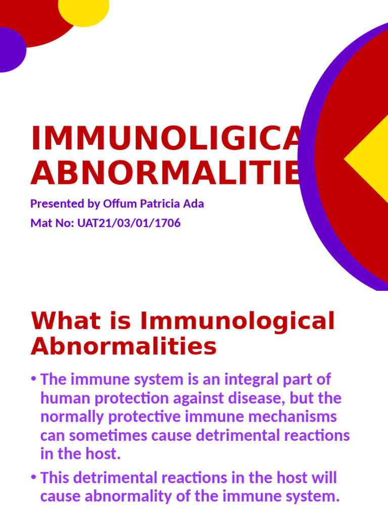 IMMUNOLIGICAL Abnormality | PDF