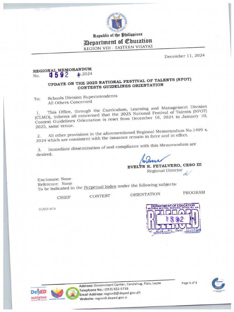 RM No. 1592 S. 2024 CLMD 121222024 ACA | PDF