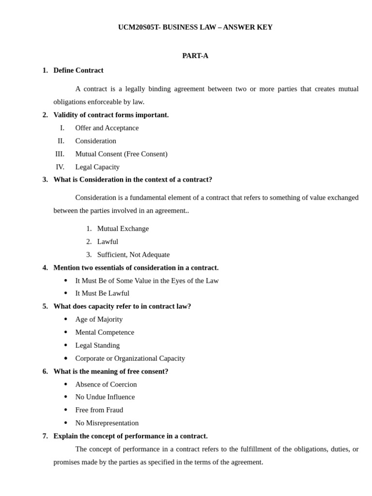 Ucm20s05t Business Law Answer Key | PDF | Offer And Acceptance | Breach ...