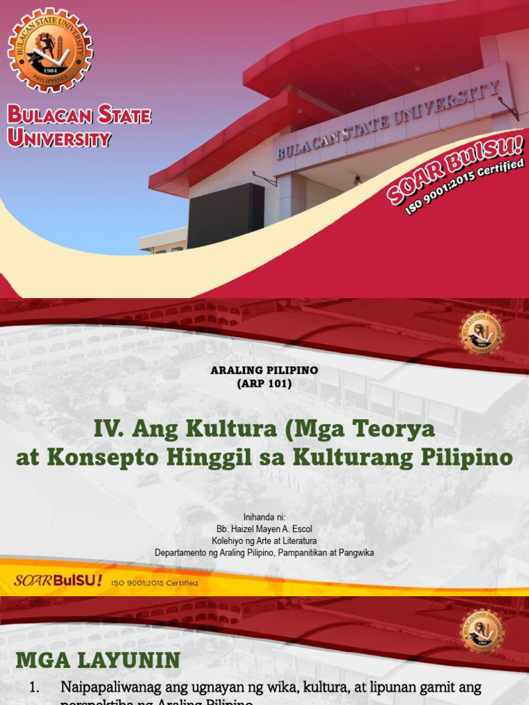 ARP 101 - Aralin IV. Ang Kultura Mga Teorya at Konsepto Hinggil Sa Kulturang Pilipino | PDF