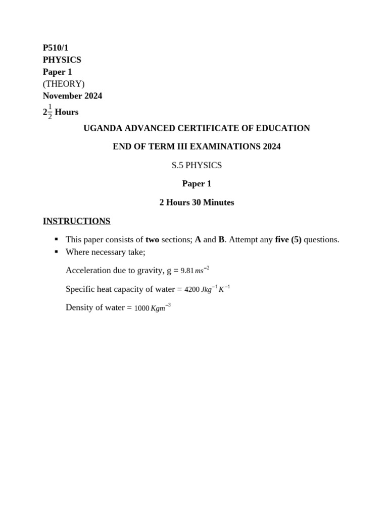 S.5 PHY 1 | PDF | Temperature | Collision